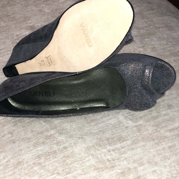 Vaneli | Shoes | Vintage Vaneli Wedge Suede Pump Royal Grey Light Blue ...